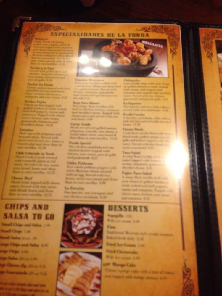 Menu at La Fonda Mexican Restaurant, Edwardsville