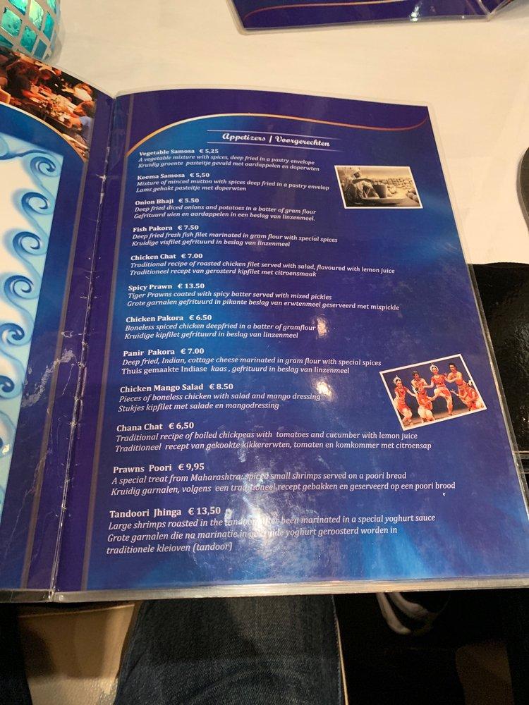 Menu at Memories of India, Amsterdam