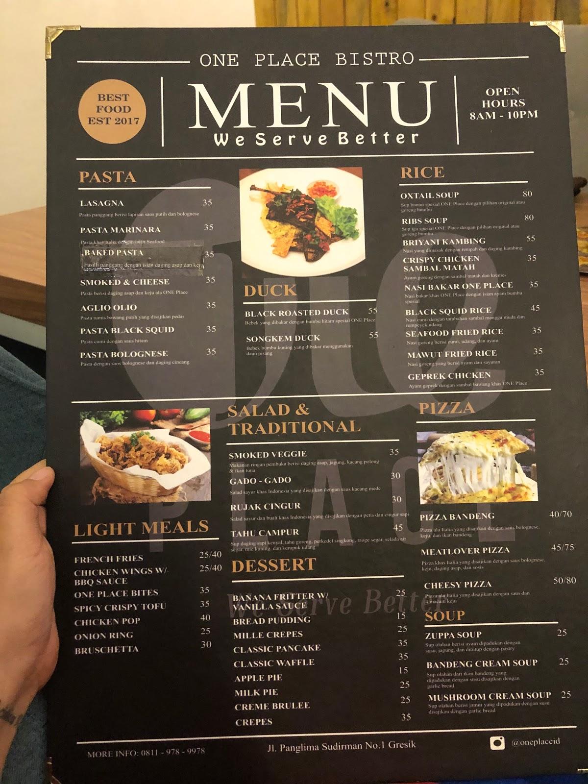 Menu at One Place Gresik cafe, Gresik