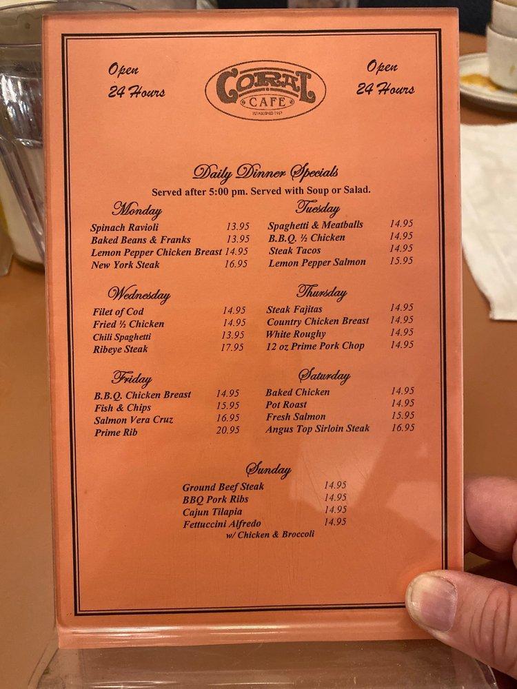 Menu at Coral Cafe, Burbank