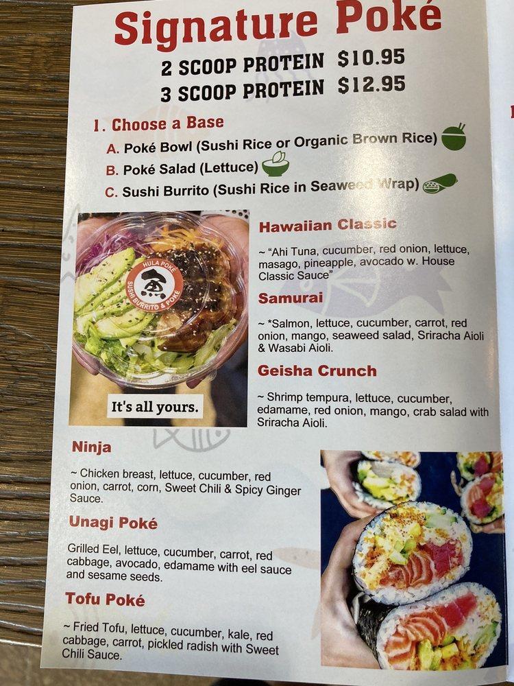 Menu at Hula Poke restaurant, San Antonio, 10 W STE #304