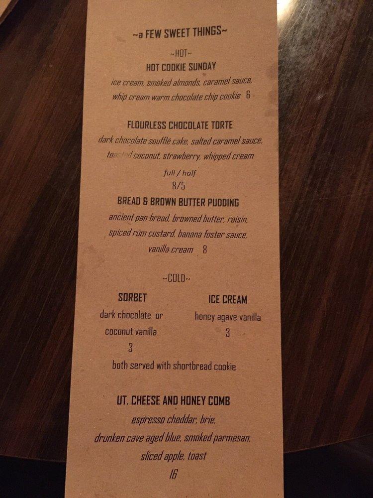 Menu at Sego Restaurant, Kanab