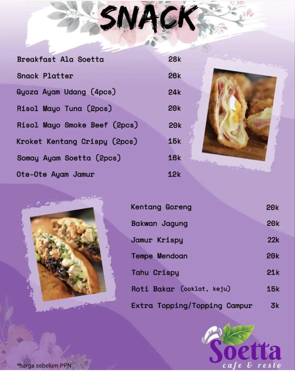 Menu at Soetta Cafe Resto, Balikpapan