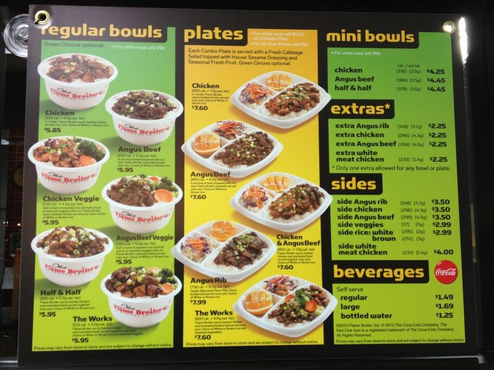 Menu at Flame Broiler fast food, Downey, Lakewood Blvd