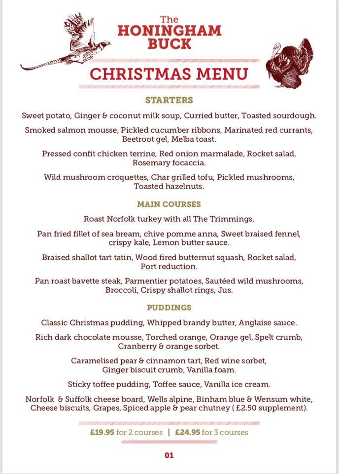 Menu at The Honingham Buck pub & bar, Easton