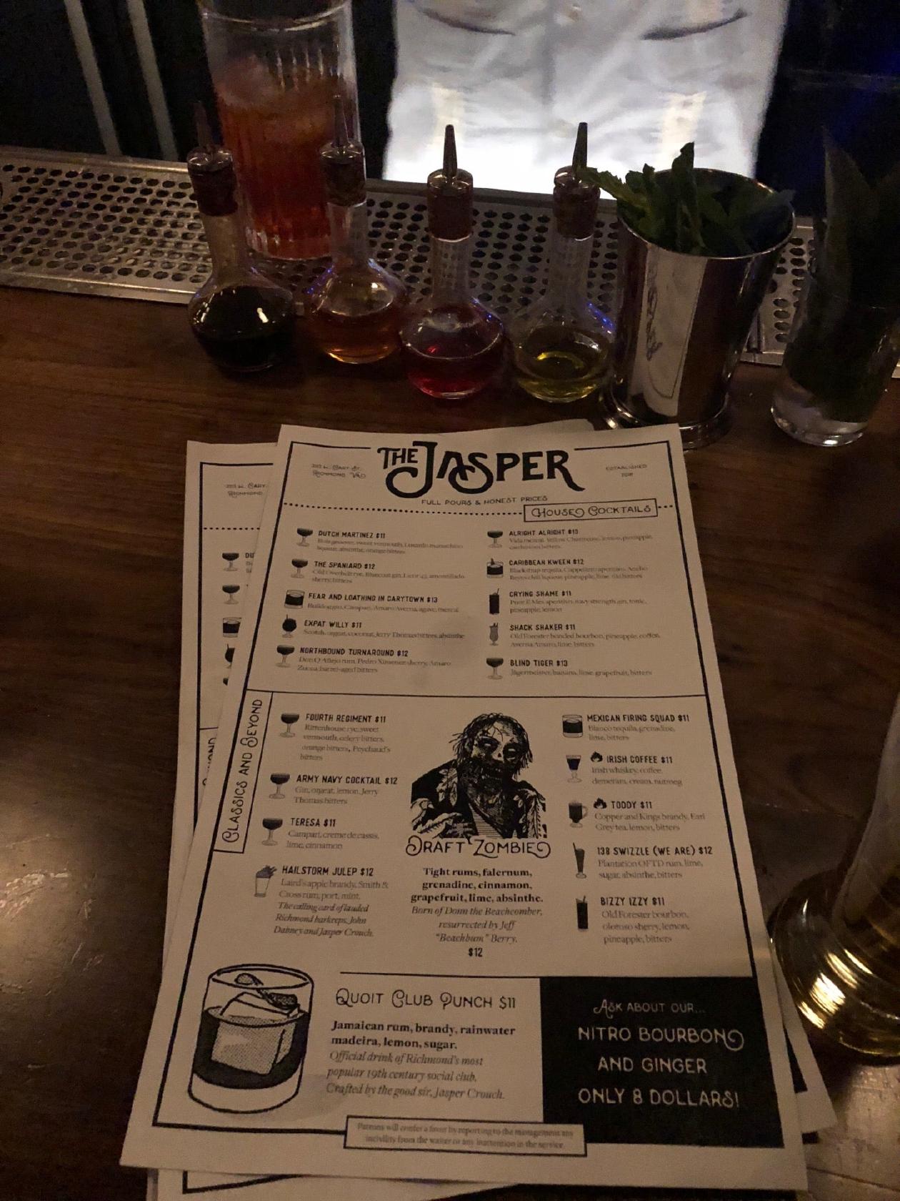 Menu at The Jasper pub & bar, Richmond