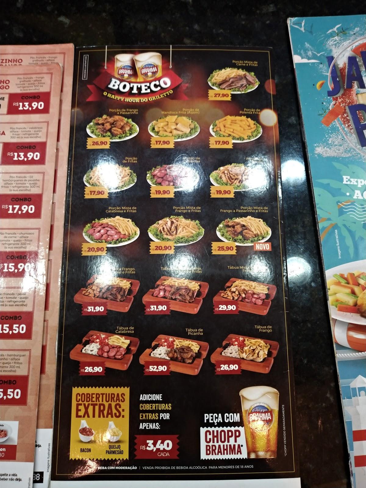Menu at Griletto restaurant, Maceió, 5945 - Loja 3036