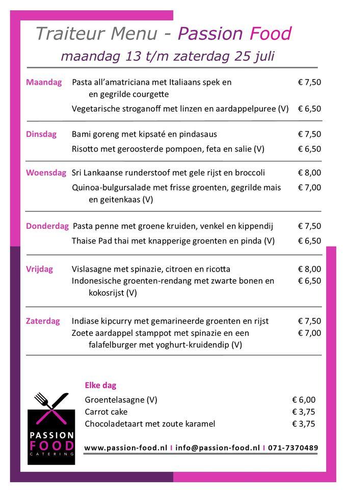 Menu at Passion Food, Leiden