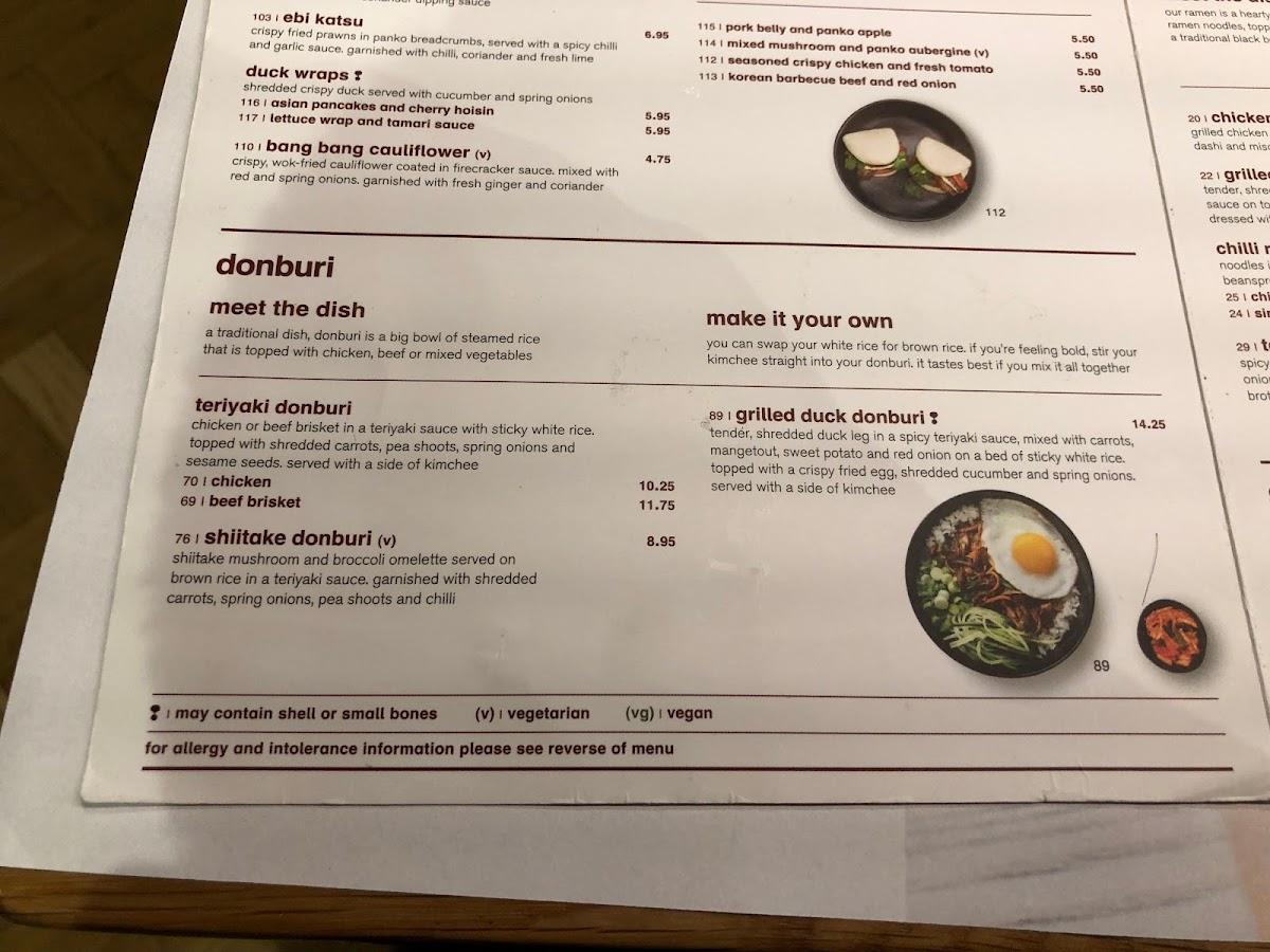 Menu at wagamama bath restaurant, Bath