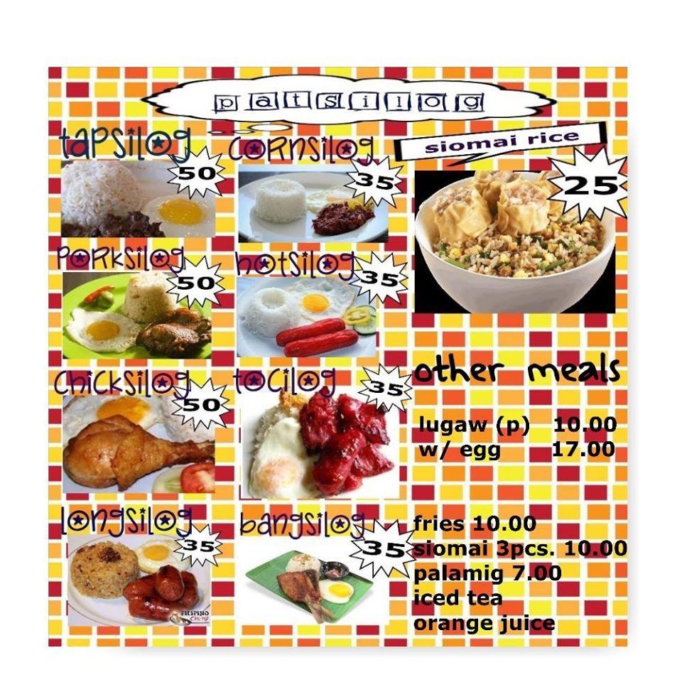 Menu at FLavor's patsilog, Pila