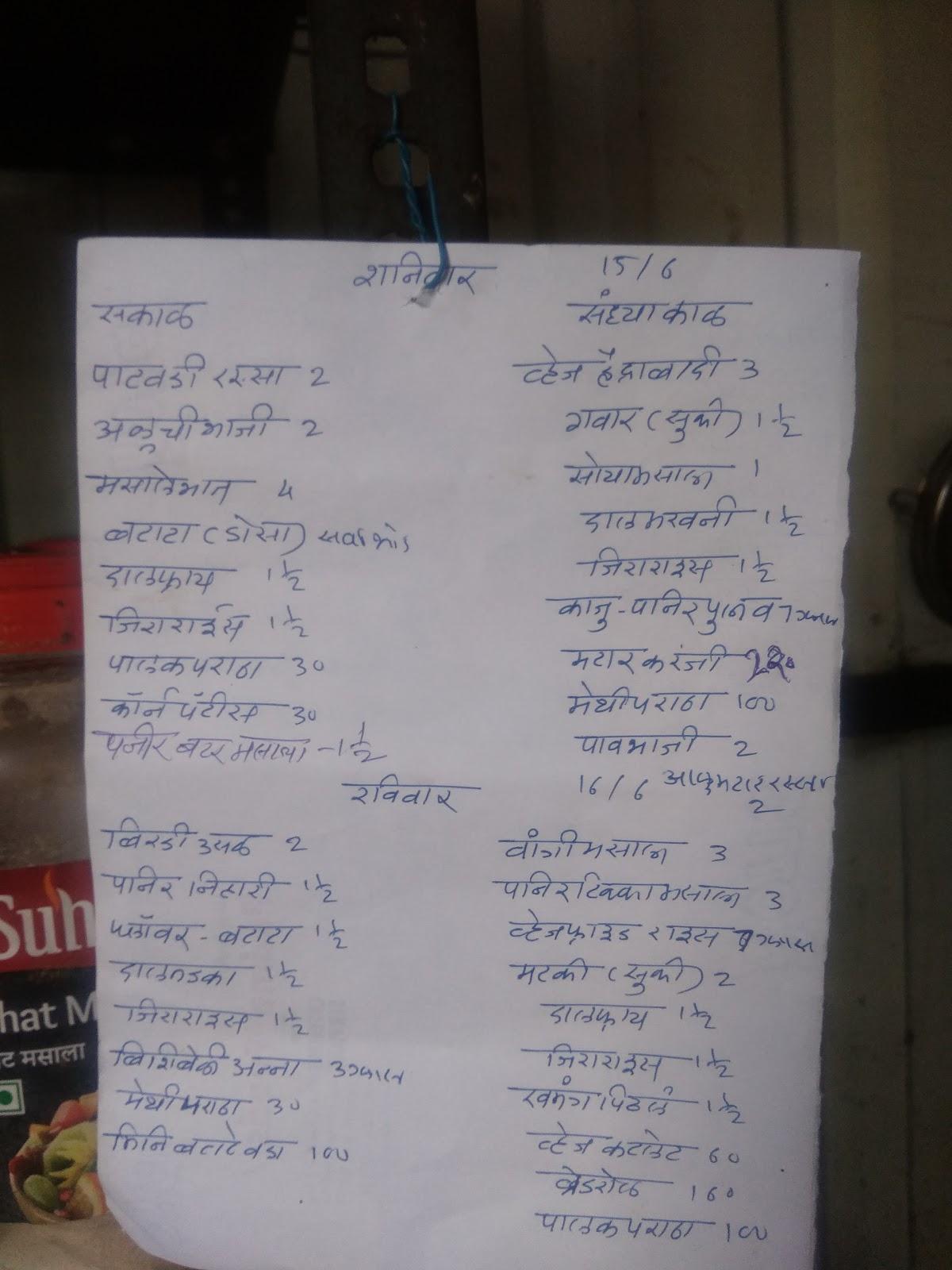 Menu at Food To Home Daily Food Counter, Pune