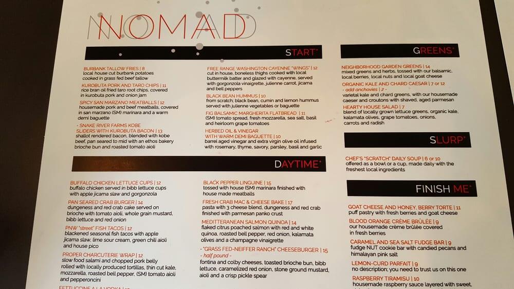 Menu at Nomad Kitchen & Lounge pub & bar, Kennewick, N Columbia Center Blvd