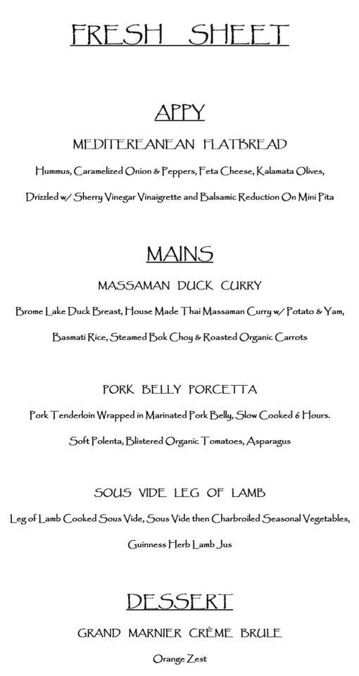Menu at Odika Cafe DBA The Yellow Sub Machine, Chemainus