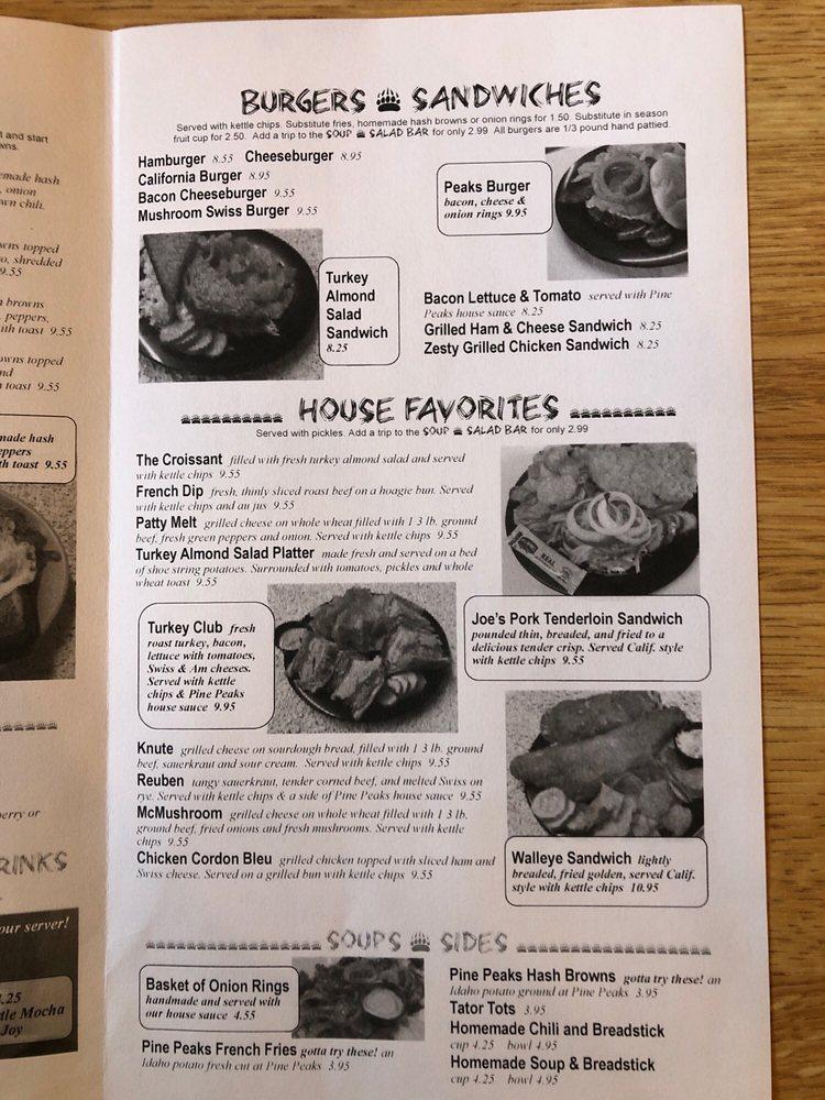 Menu at Pine Peaks Restaurant, Crosslake