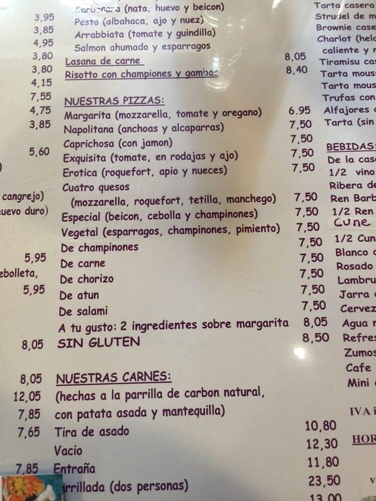 Menu at Restaurante Italiano "Il Piccolino Della Farfalla", Madrid