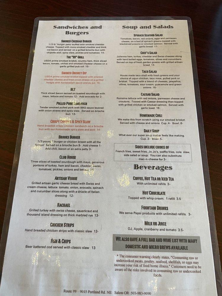Menu at Route 99 pub & bar, Salem
