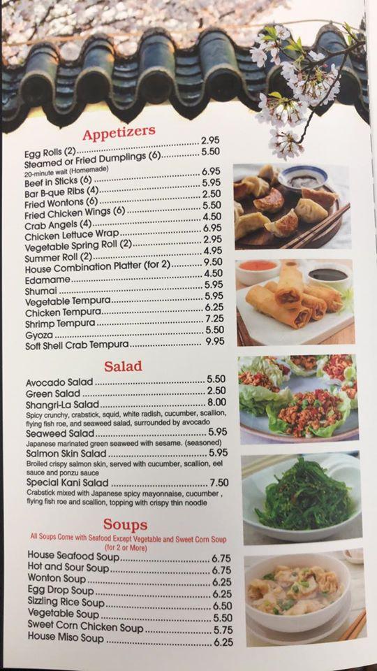 Menu at Shangri-La Restaurant, Birmingham