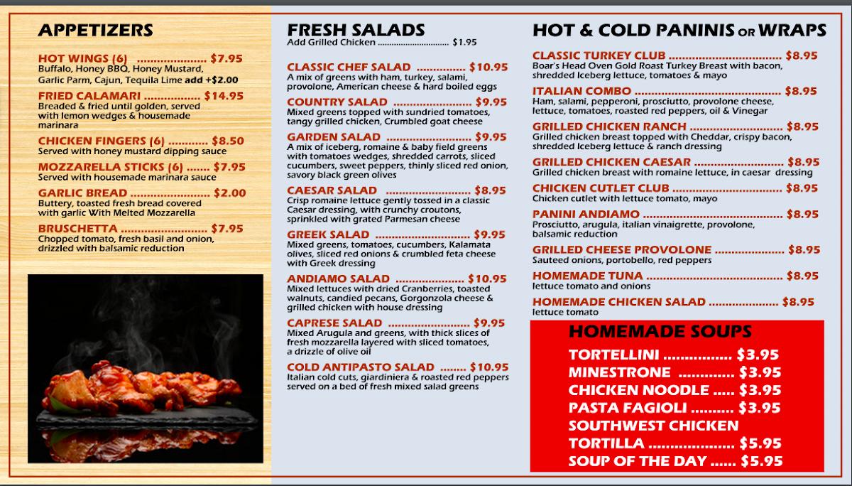 Menu at ANDIAMO MERCATO pizzeria, Brookfield