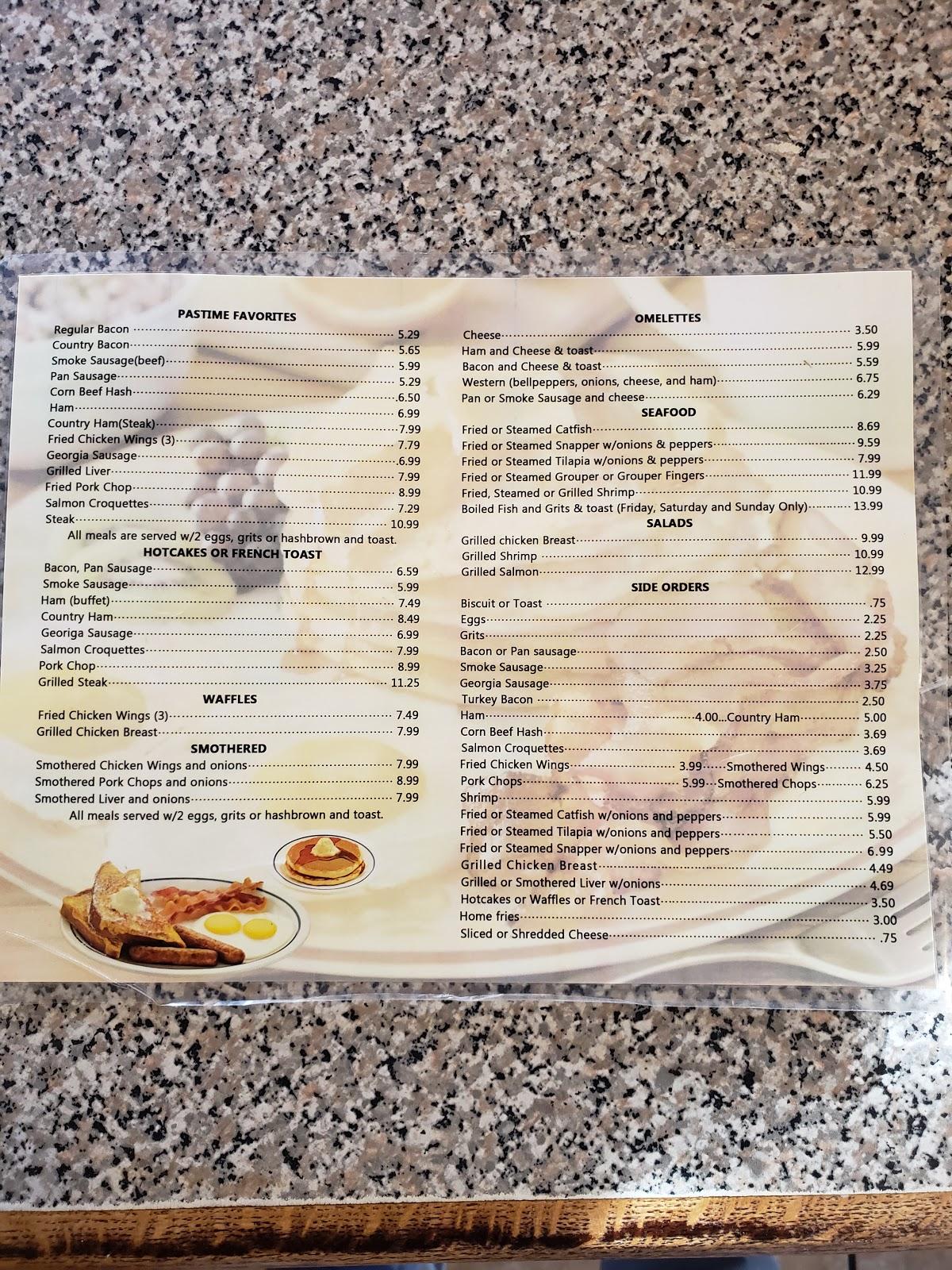 Menu at Pastime Restaurant, Miami