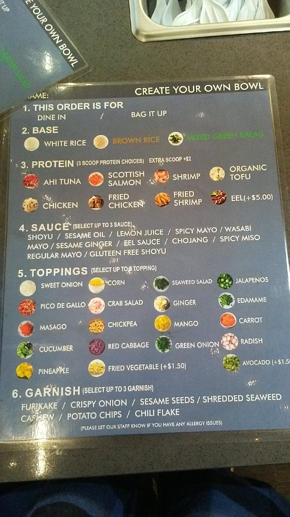 Menu at Pokelicious restaurant, Norwalk
