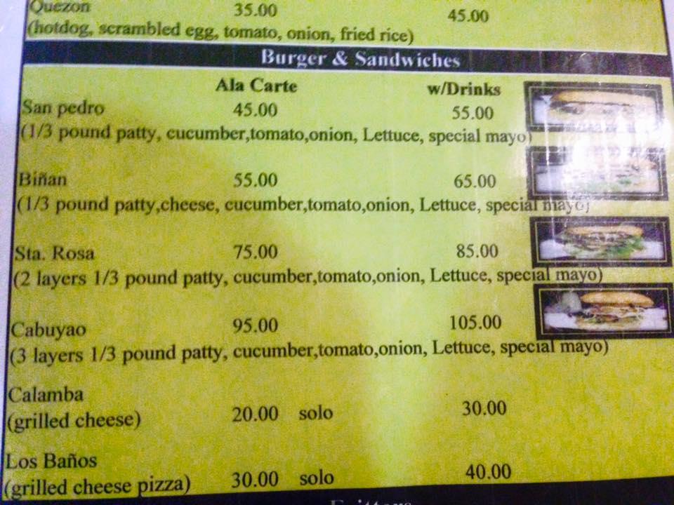 Menu at Project Burger restaurant, Santa Rosa