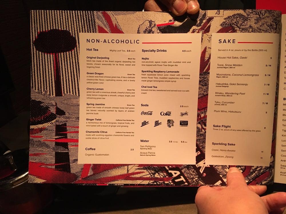 Menu at Roka restaurant, Tulsa