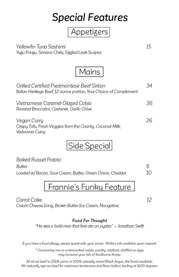 Menu at Twenty One Steak pub & bar, Pueblo