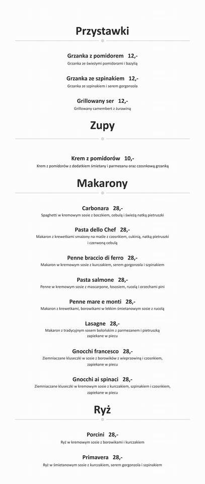 Menu at D'oro restaurant, Dzierzoniow, Świdnicka 47