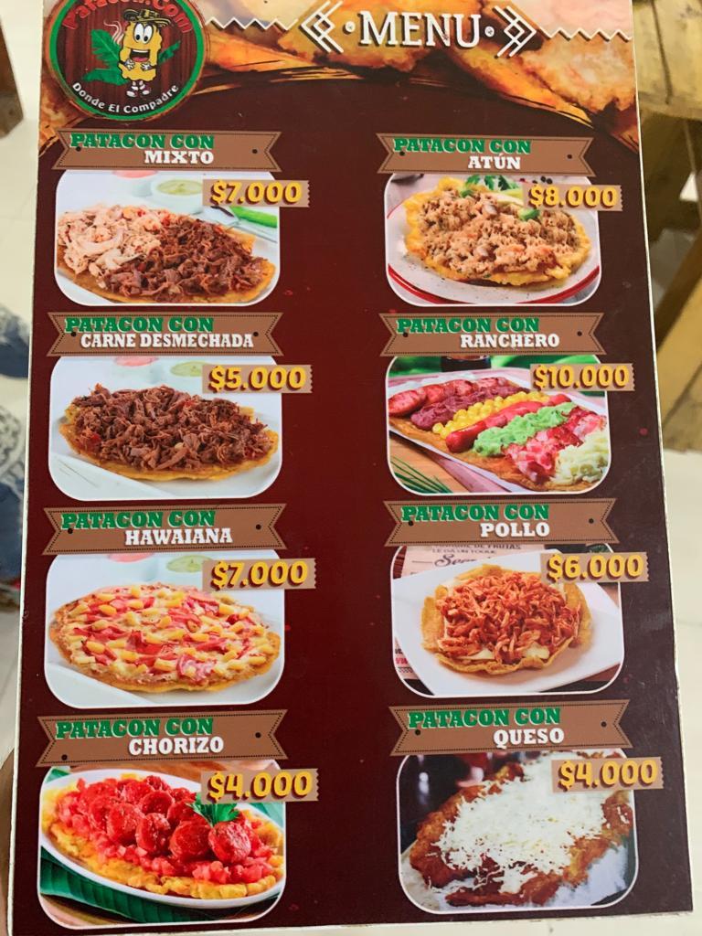 Menu at Mi Patacón! restaurant, Chigorodó