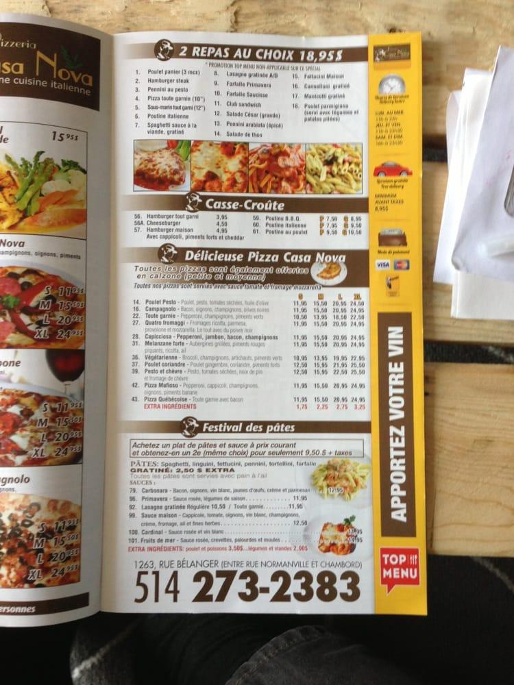 Carta de Tandoori Mahal Restaurant Indien, Montréal, Rue Bélanger