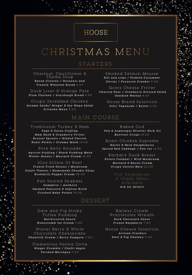 Menu at The Hoose Bistro restaurant, Belfast