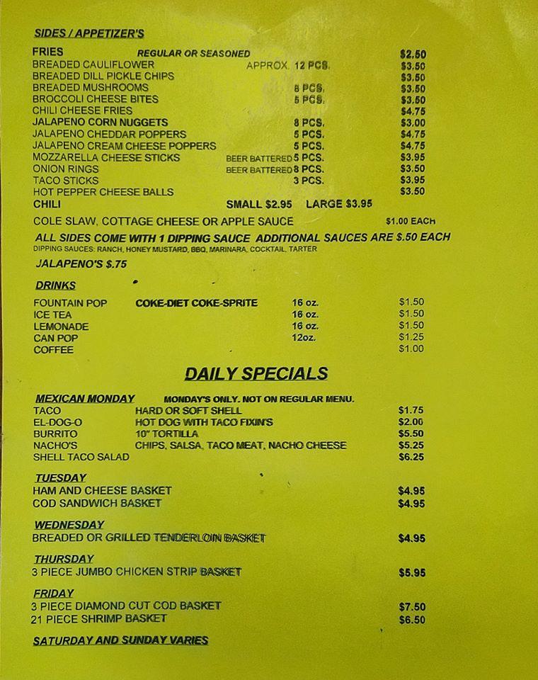 Menu at Wayne Street Tavern pub & bar, Waterloo
