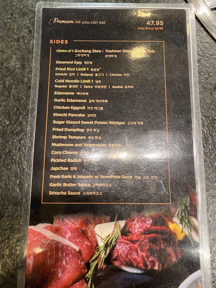 Menu at DOMA The Korean BBQ, Las Vegas