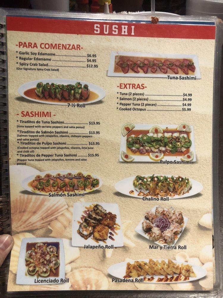 Menu at Mariscos El General restaurant, Pasadena, Spencer Hwy