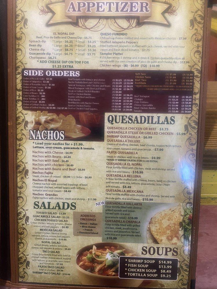 Menu at El Nopal Mexican Restaurant, Oakland, US-64