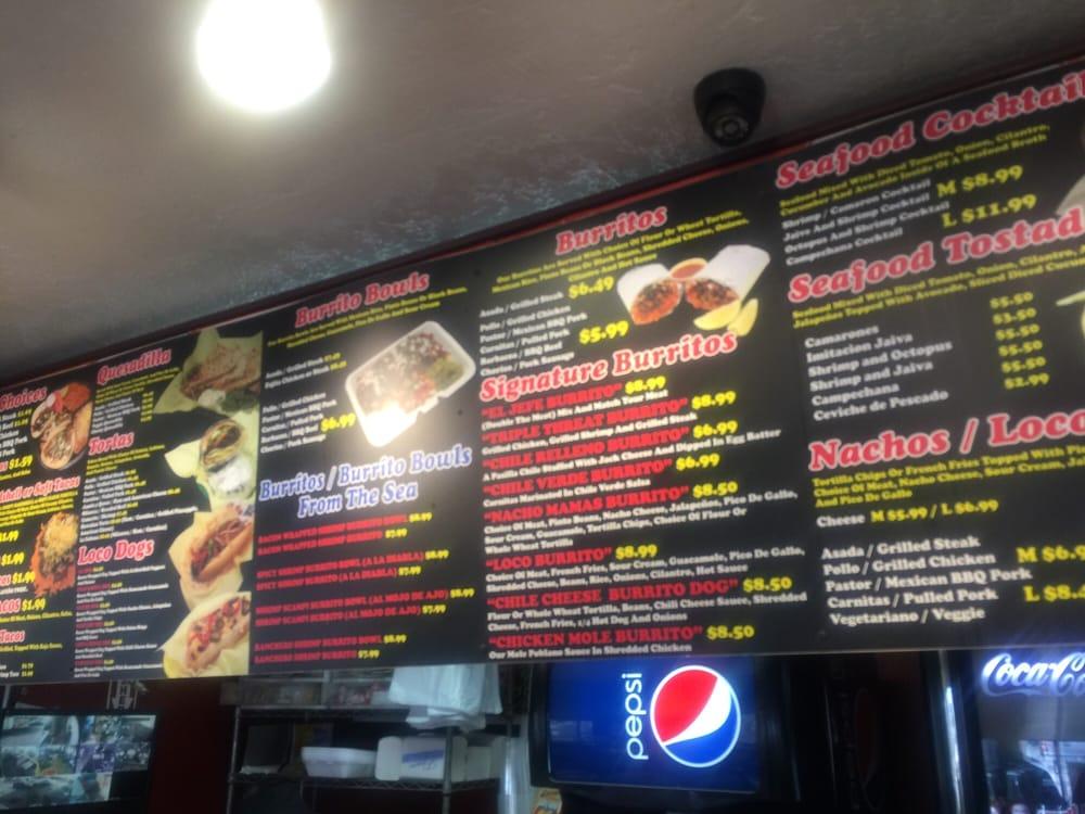 Menu at Loco Burrito restaurant, Moreno Valley