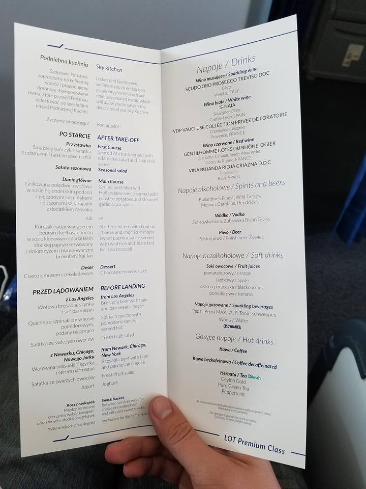 Menu at Petra restaurant, Katowice