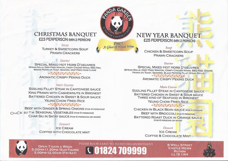 Menu at Panda Garden Restaurant & Takeaway, Ruthin