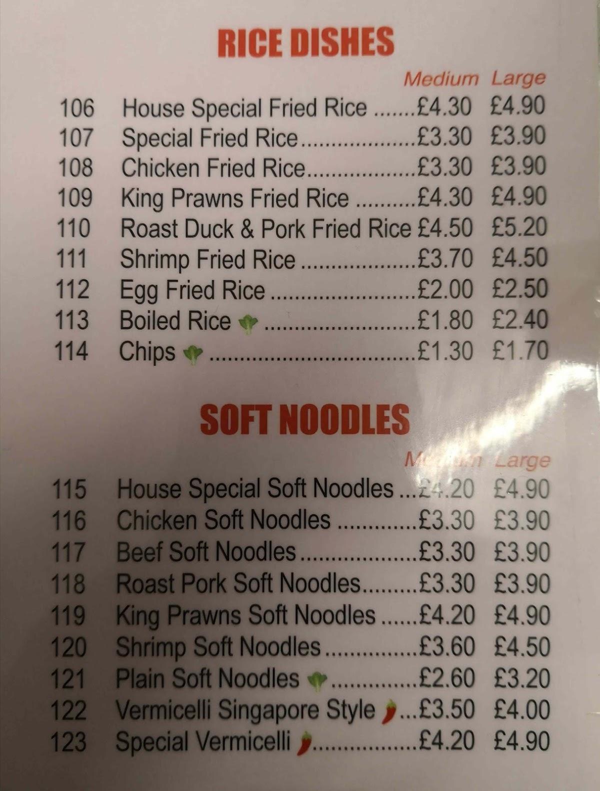 Menu at Pang's Cantonese Takeaway fast food, Peterborough