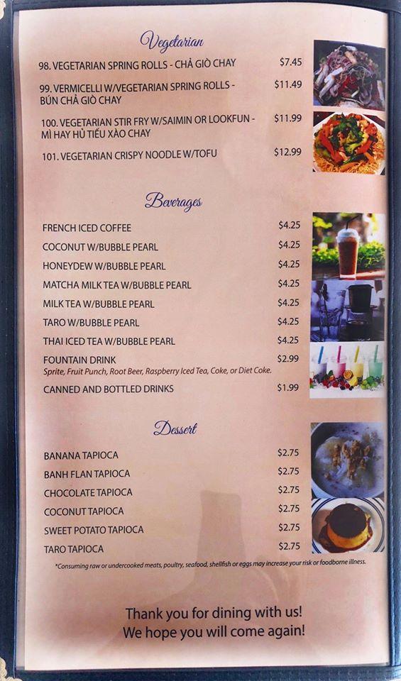 Menu at Pho H&H Vietnamese & Japanese Restaurant, Kapolei