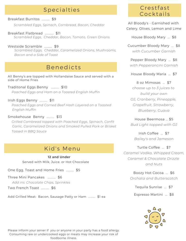 Menu at nicholas mackay BBQ, West Springfield