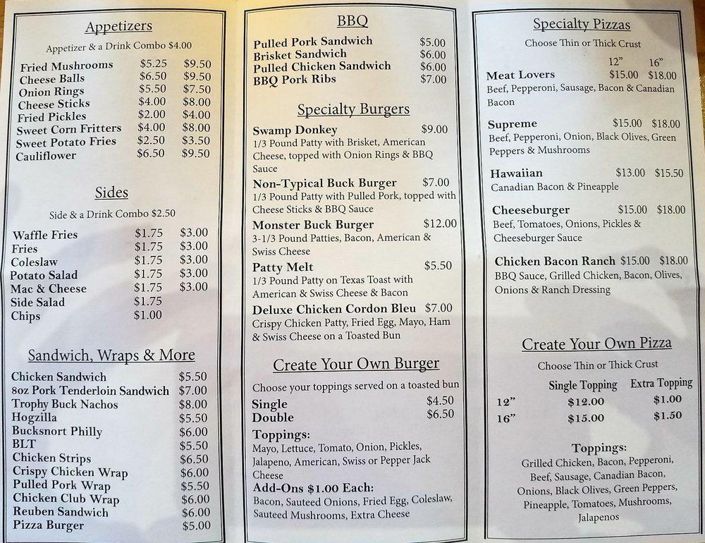 Menu at Buck Snort pub & bar, Council Bluffs