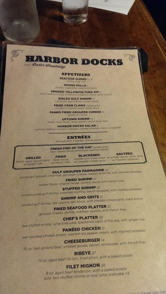 Menu at Harbor Docks restaurant, Destin, 538 Harbor Blvd