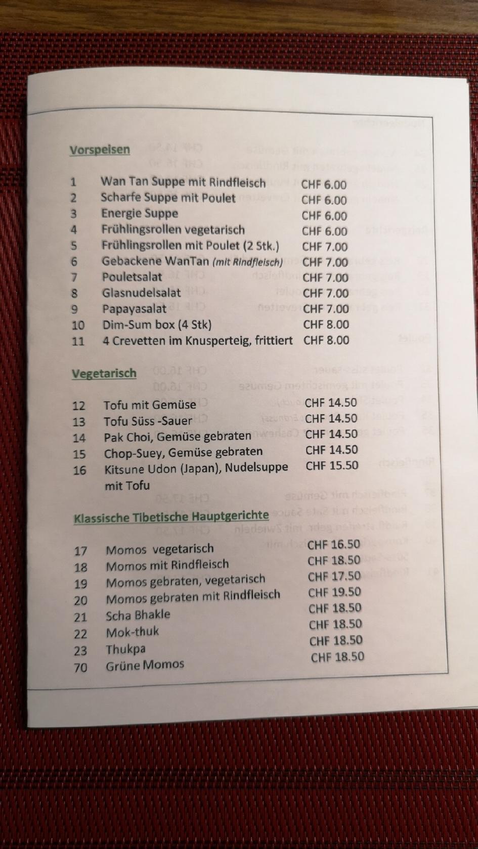 Menu at Himalaya Take Away, Olten, Martin Disteli-Strasse 3