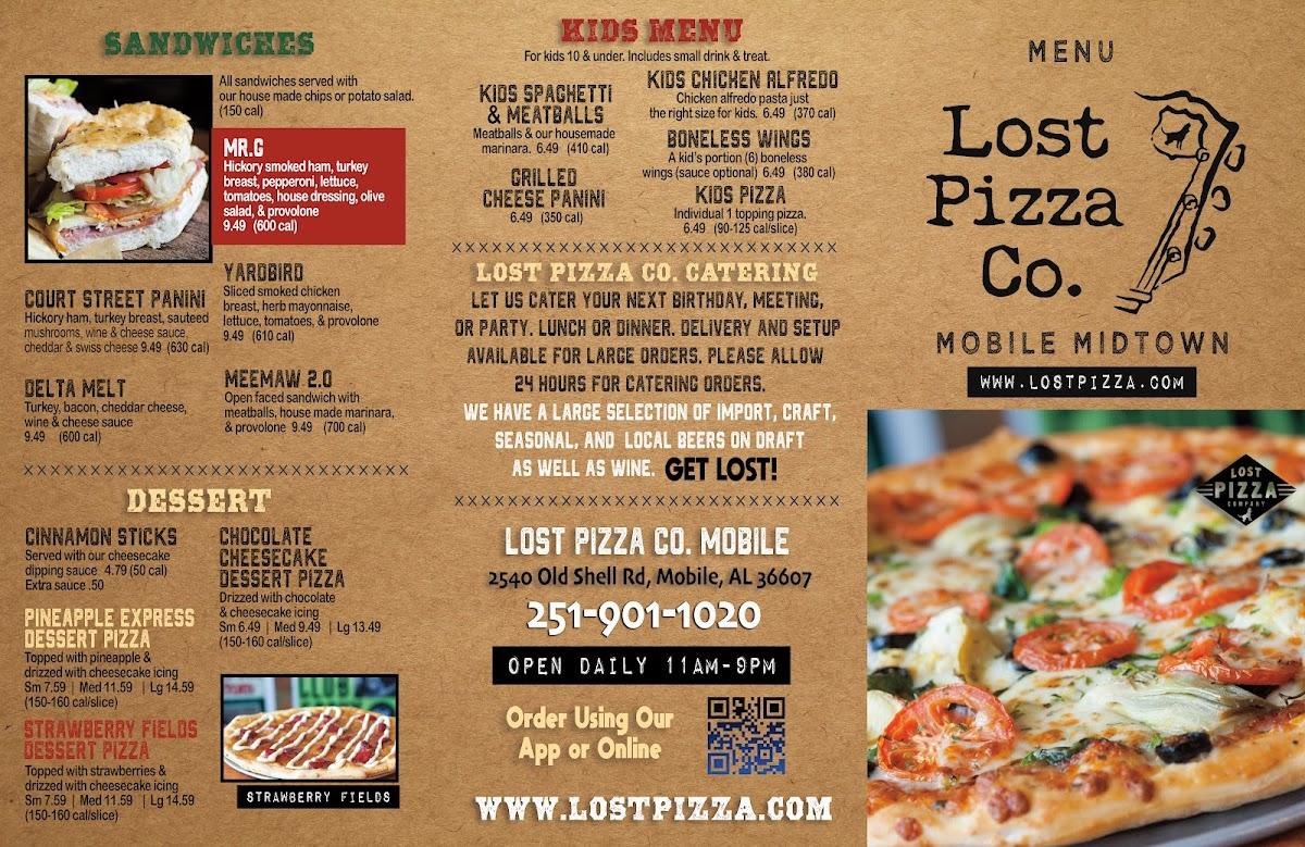 Menu at Lost Pizza Co. Mobile Midtown pub & bar, Mobile