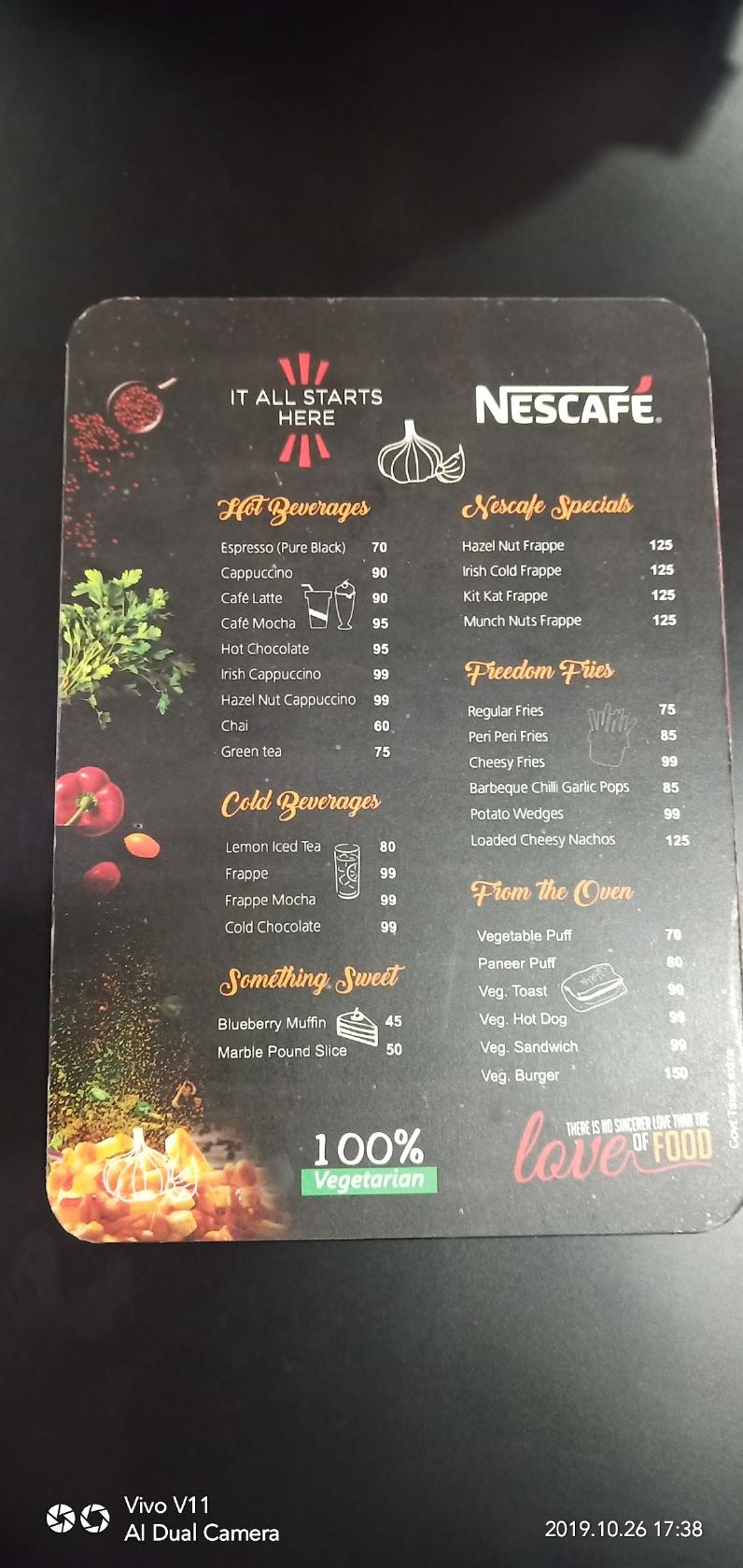 Menu at Nescafé - Nac Manimajra - A Boutique Coffee Shop, Panchkula