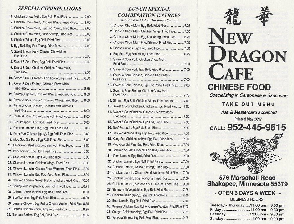 Menu at New Dragon Cafe Inc, Shakopee