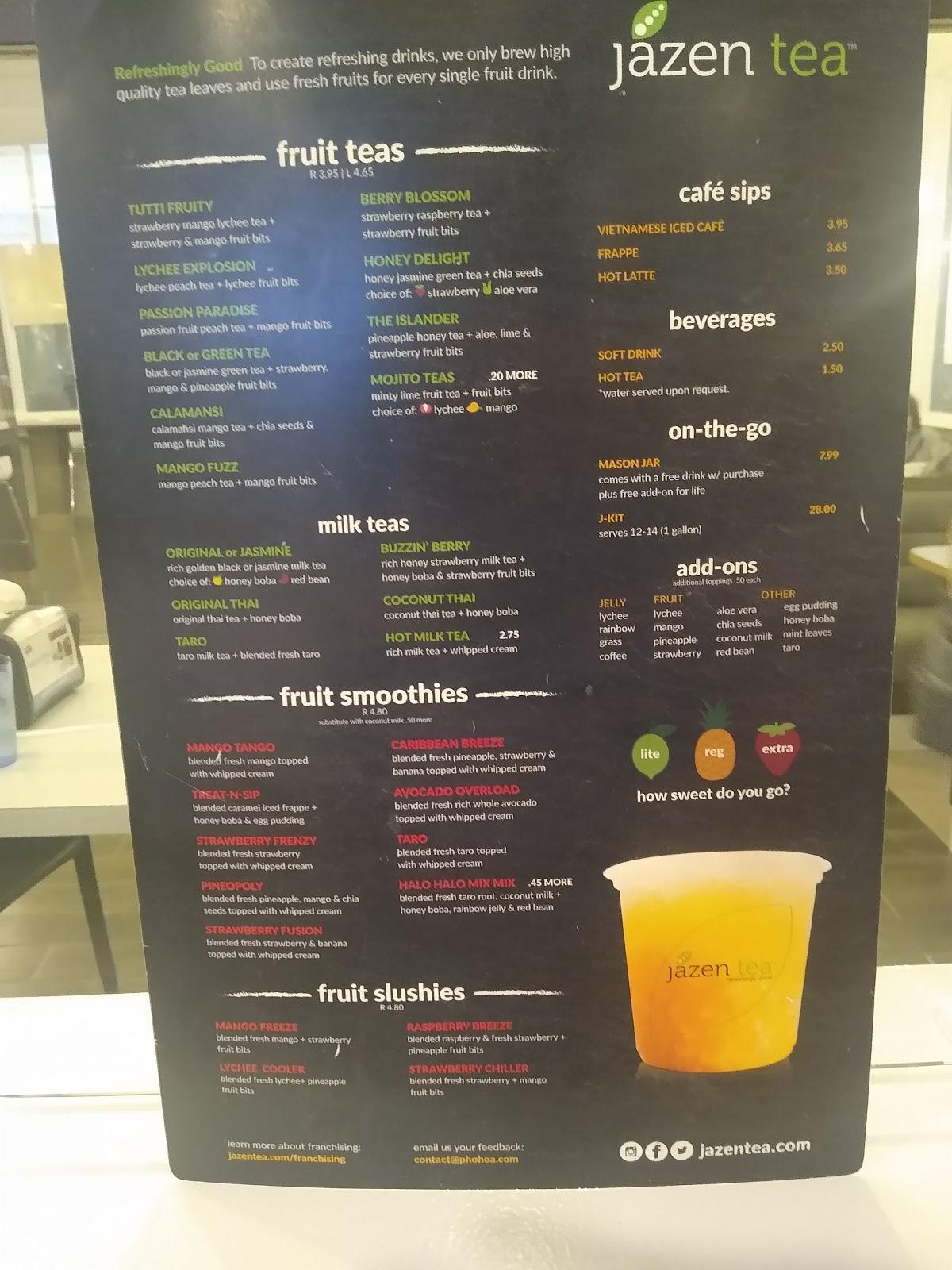 Menu at Pho Hoa + Jazen Tea - Hobart, Hobart