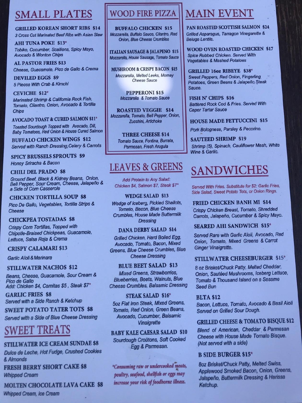 Menu at StillWater Spirits & Sounds pub & bar, Dana Point