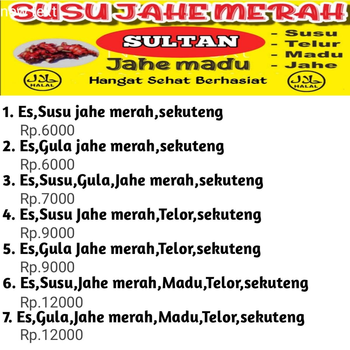 Menu at Susu jahe merah (SULTAN), Tanjungpura